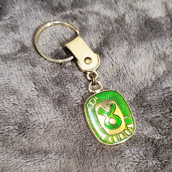 Accessories | Taurus Zodiac Sign Keychain Ring Leather Symbol Emerald ...